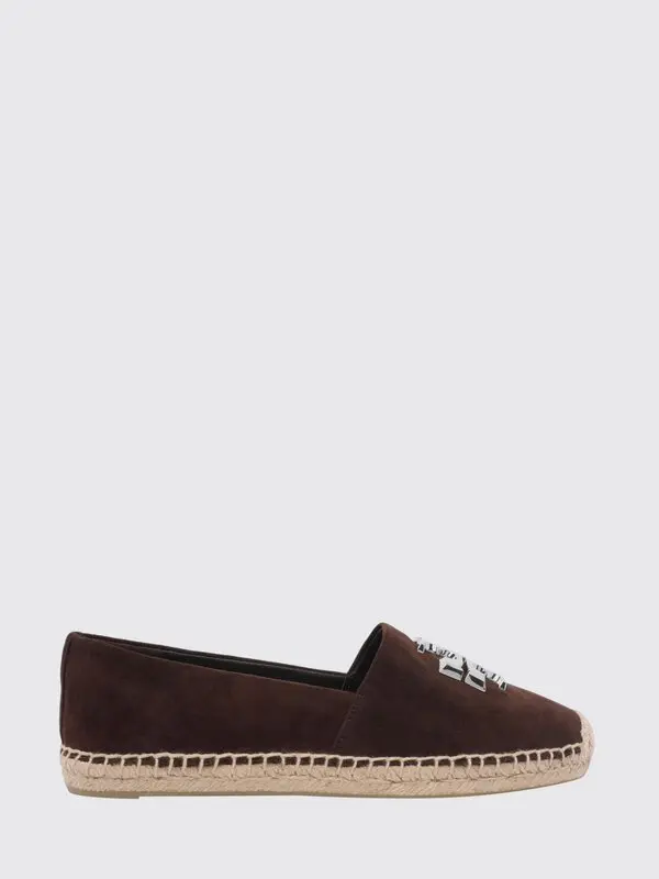 Tory Burch Eleanor Suede Espadrilles With Double T Logo And Low Heel - Brown