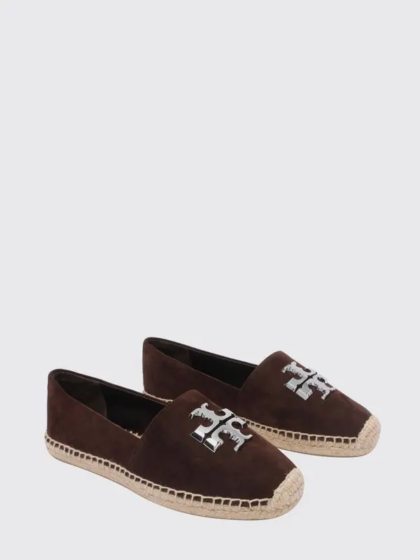 Tory Burch Eleanor Suede Espadrilles With Double T Logo And Low Heel - Brown