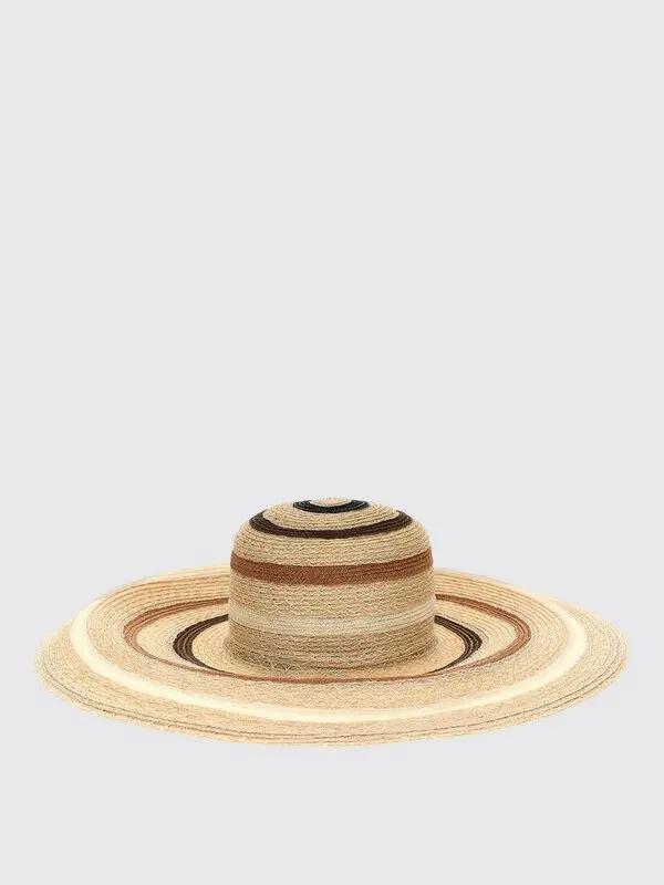 MAISON MICHEL Striped Straw Hat - Multicolor