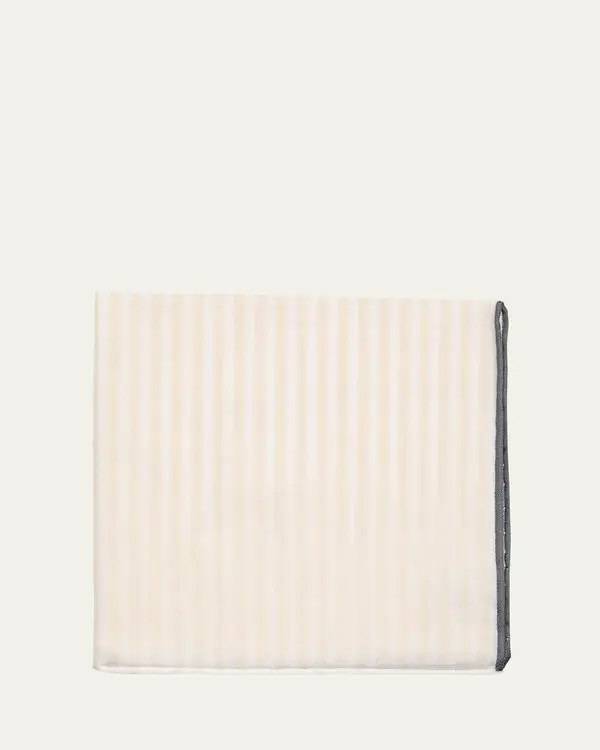 Simonnot Godard Cotton Bengal Stripe Pocket Handkerchief - Ivory