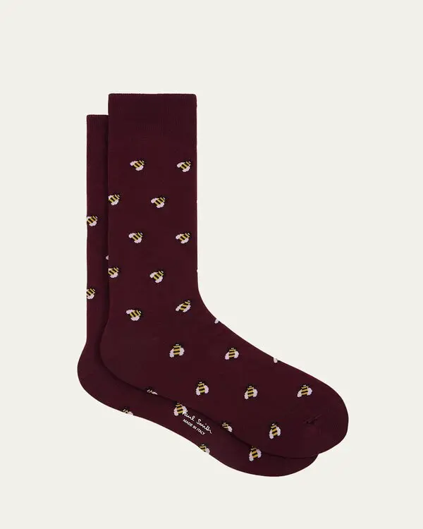 Paul Smith Kenneth Bee Crew Socks - Burgundy