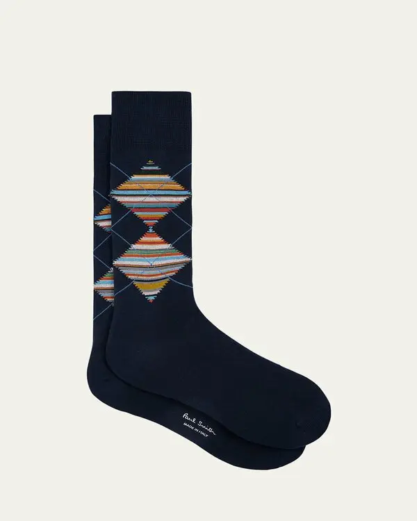 Paul Smith Argyle Signature Stripe Crew Socks - Navy