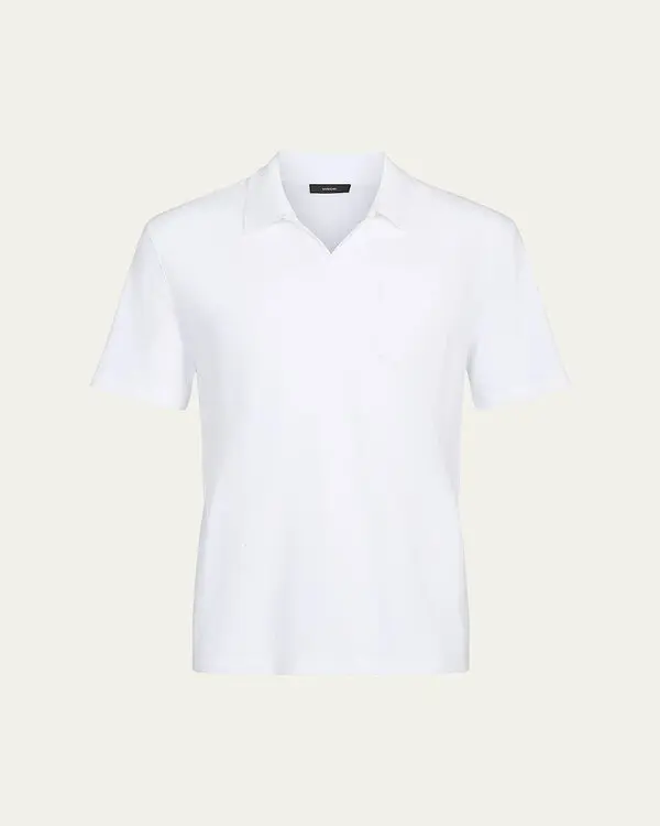 Vince Textured Johnny Collar Polo Shirt - Optic White