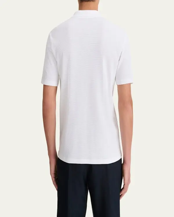 Vince Textured Johnny Collar Polo Shirt - Optic White