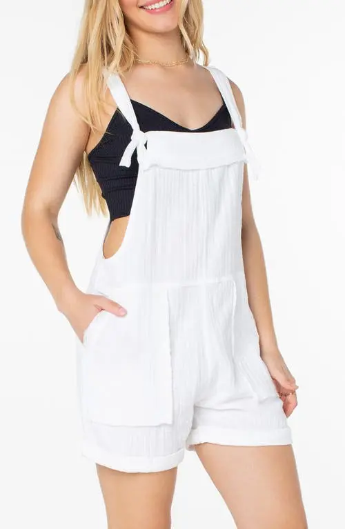 Roxy Sundown Dive Cotton Gauze Short Overalls - Snow White Solid