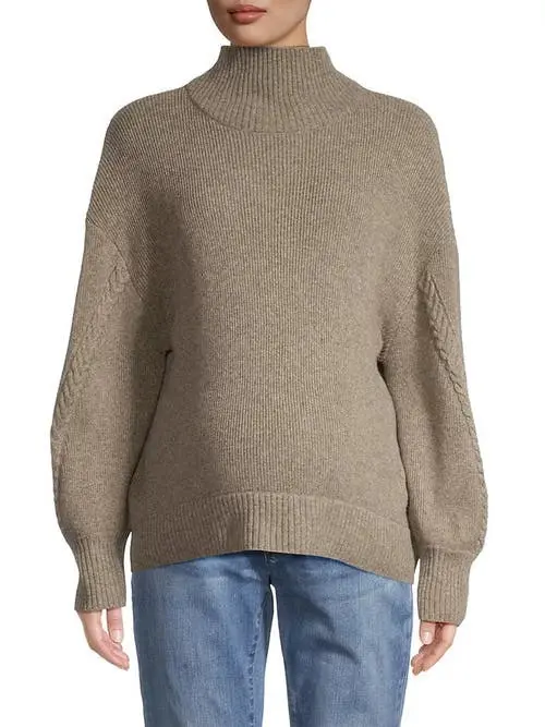 EMILIA GEORGE Crystal Mock Neck Sweater