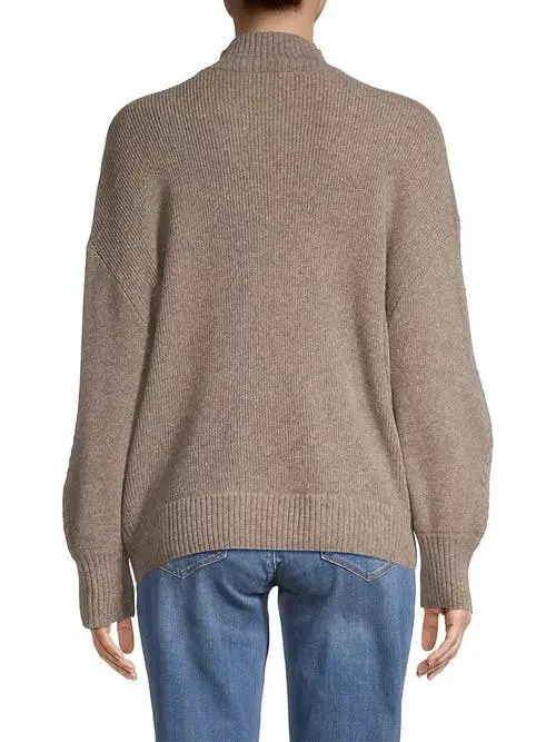 EMILIA GEORGE Crystal Mock Neck Sweater