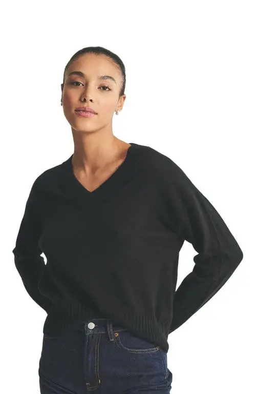 Naadam Signature Cashmere Classic V-neck Sweater - Black