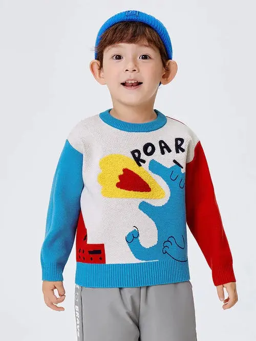 BALABALA Roaring Dino Colorblock Sweater