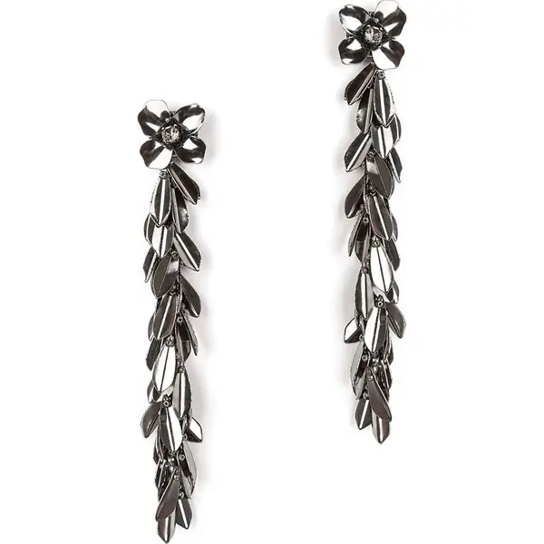 Deepa Gurnani Demeter Floral Drop Earrings - Gunmetal