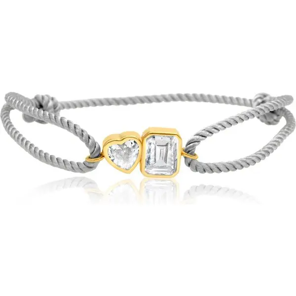 SHYMI Cubic Zirconia Corded Slider Bracelet - Gold Gray