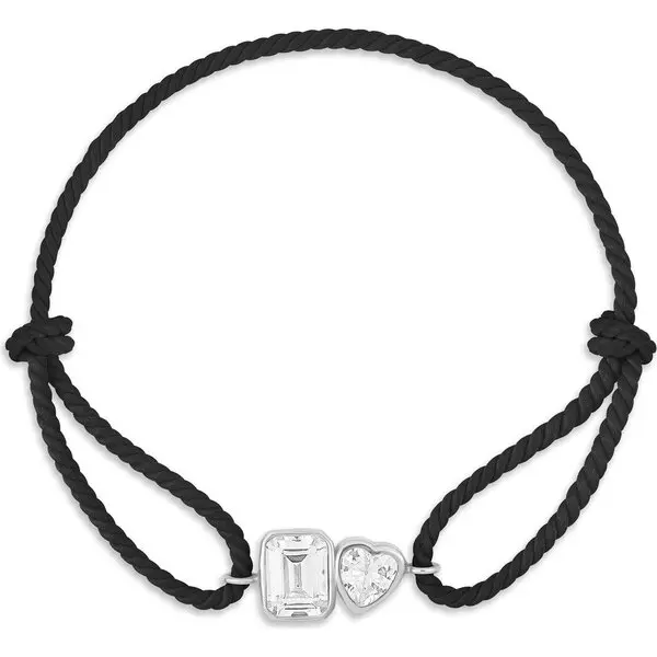 SHYMI Cubic Zirconia Corded Slider Bracelet - Silver Black