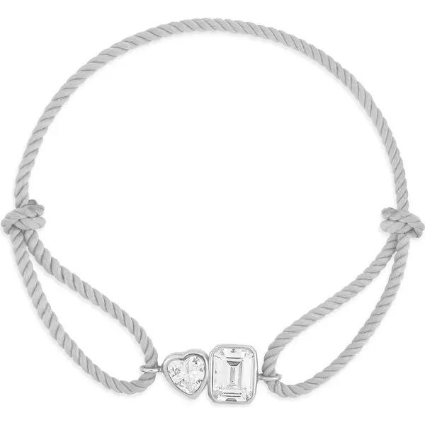SHYMI Cubic Zirconia Corded Slider Bracelet - Silver Gray