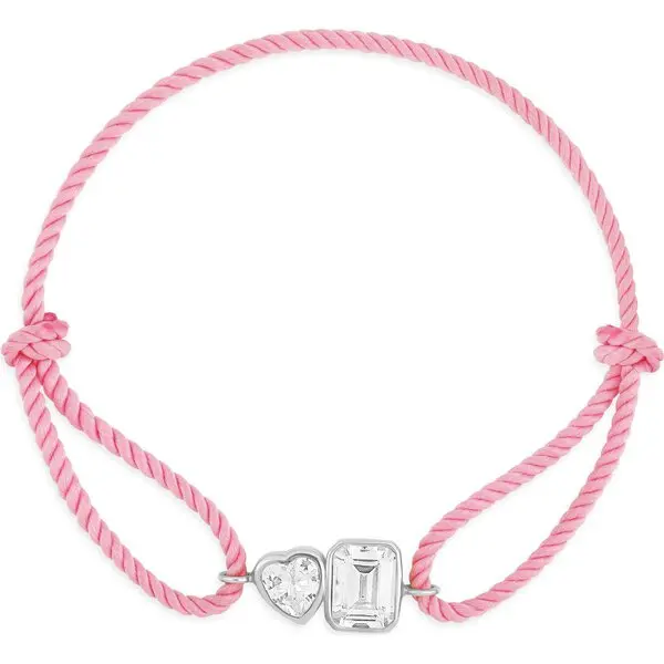 SHYMI Cubic Zirconia Corded Slider Bracelet - Silver Pink