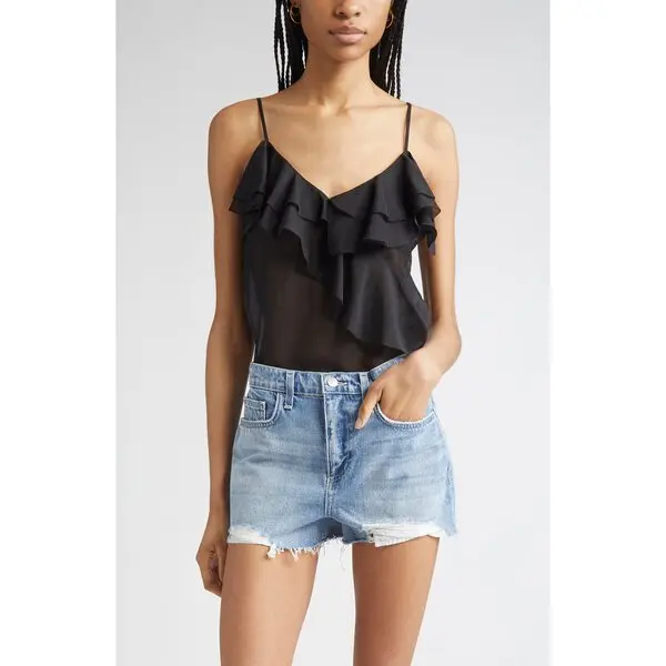 L'Agence Erika Ruffle Silk Camisole