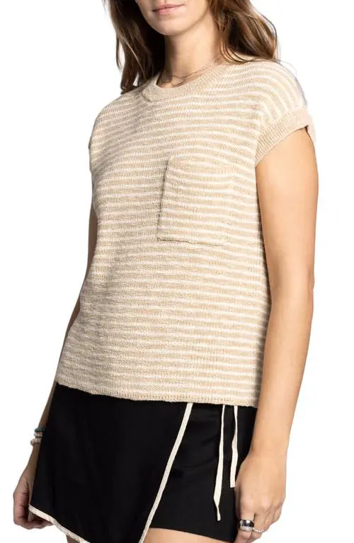 THREAD & SUPPLY Andie Short Sleeve Sweater - Beige Ivory