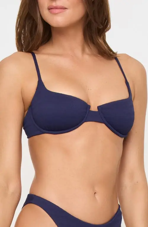 L*Space Belle Underwire Pucker Textured Bikini Top - Midnight Blue