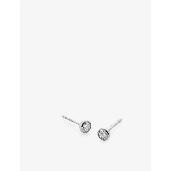 Monica Vinader Solitaire 14ct White-gold And Lab-grown Diamond Stud Earrings - Silver