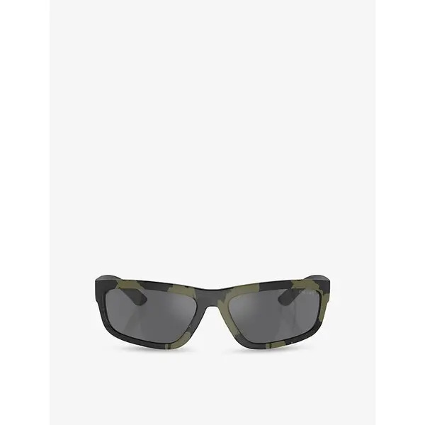 Prada Ps 05zs Rectangle-frame Injected Sunglasses - Green