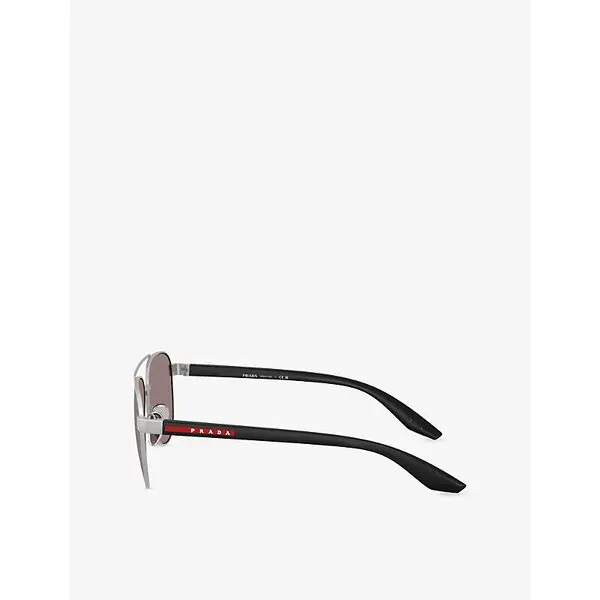 Prada Pilot-frame Metal Sunglasses - Grey