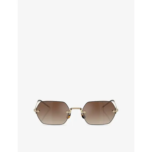 Oliver Spencer Rectangle-frame Metal Sunglasses - Gold