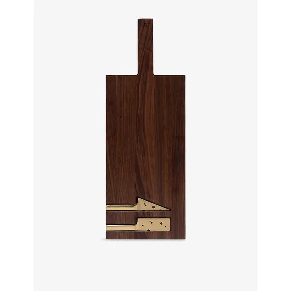 WOODSEA Branded Cheese Board With Knives 55cm X 20cm - Walnut