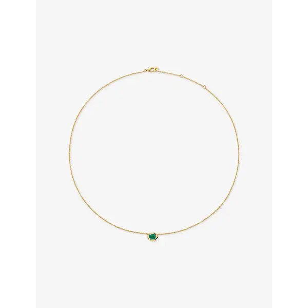 Monica Vinader Odyssey Small Vermeil And Onyx Chain Necklace - Green