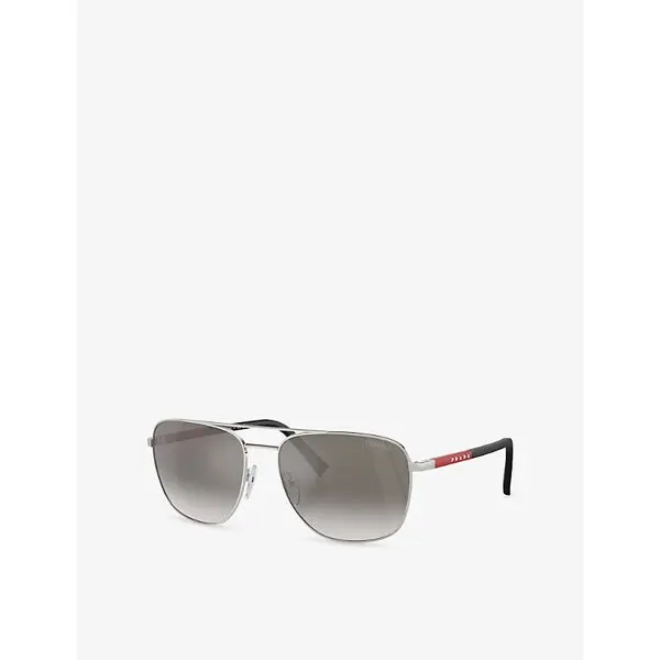 Prada Ps 54zs Pilot-frame Steel Sunglasses - Silver