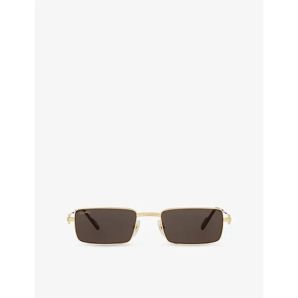 CARTIER Rectangle-frame Metal Sunglasses - Gold