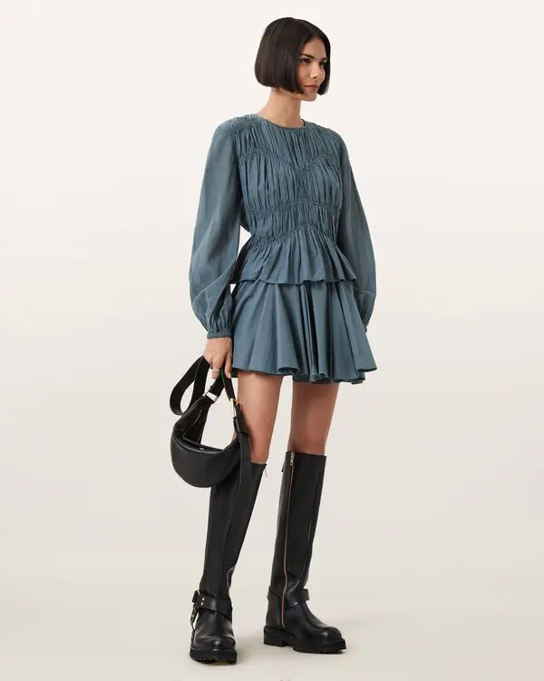 ALLSAINTS Tulip Cotton Mini Skirt - Blue