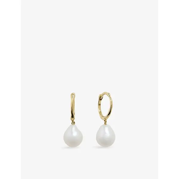 Monica Vinader 14ct Yellow- And Baroque Pearl Huggie Earrings - Gold