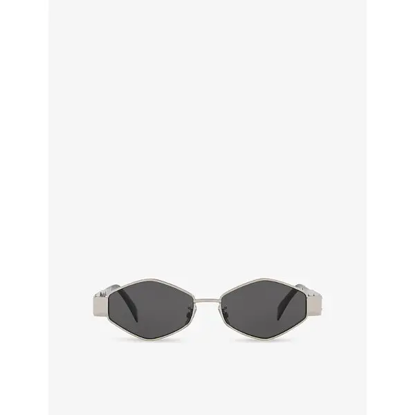 Celine Metal Triomphe Irregular-frame Sunglasses - Grey