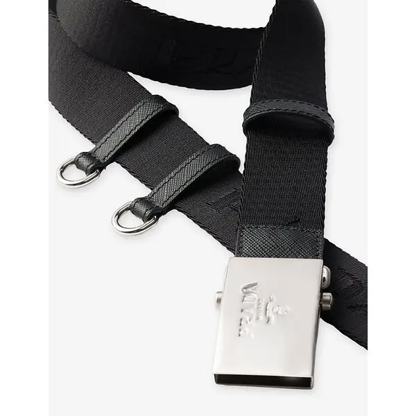 Prada Logo-plaque Cotton Belt - Black