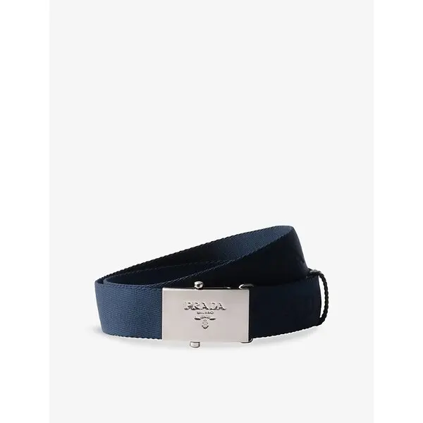 Prada Logo-plaque Cotton Belt - Blue