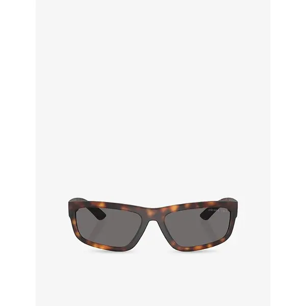 Prada Ps 05zs Rectangle Sunglasses - Brown