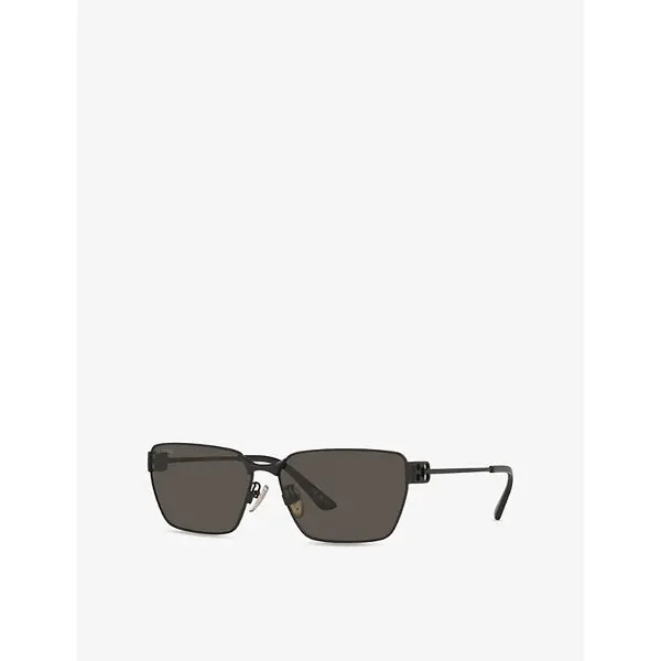 Balenciaga Rectangle-frame Metal Sunglasses - Black