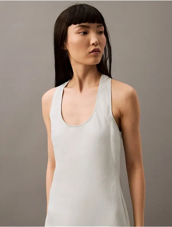 Calvin Klein Linen Blend Midi Dress In Smoke - 50% Off | Editorialist