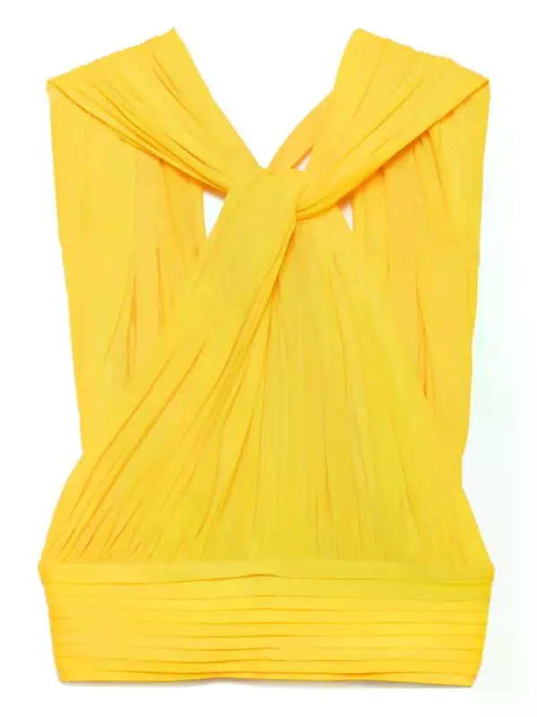 HERVE L. LEROUX Ruched Multiway Cropped Top - Yellow
