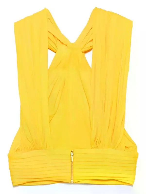 HERVE L. LEROUX Ruched Multiway Cropped Top - Yellow