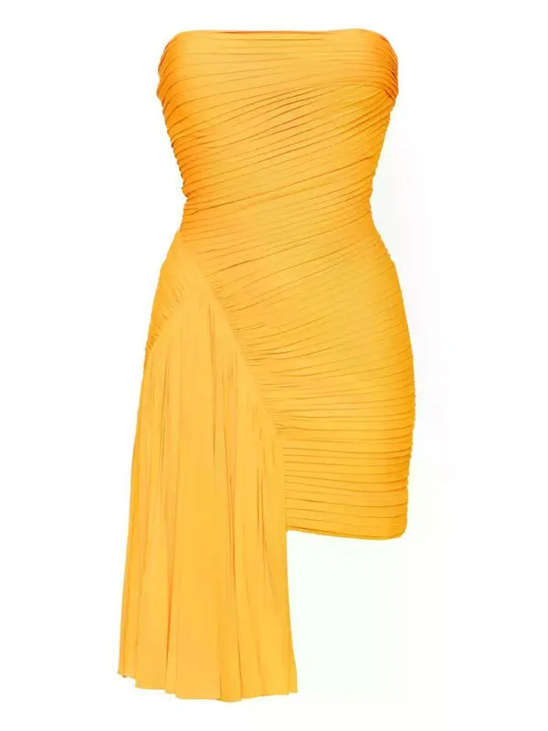 HERVE L. LEROUX Strapless Draped Mini Dress