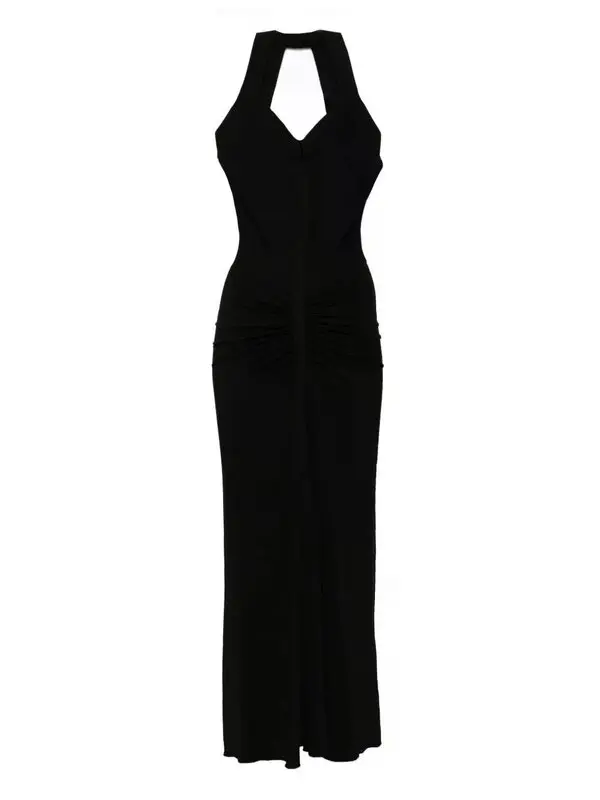 HERVE L. LEROUX Open Neck Draped Midi Dress