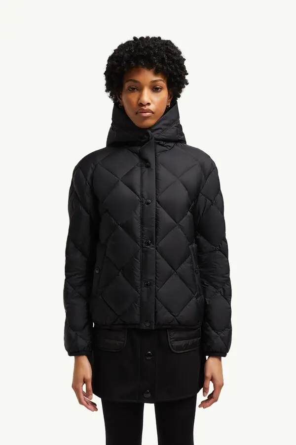 Moncler Arvouin Hooded Diamond-Quilted Down Jacket - Black