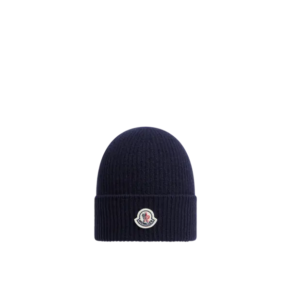 Moncler Wool And Cashmere Beanie - Blue