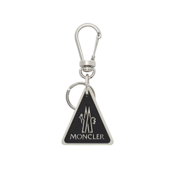 Moncler Logo Leather Key Ring - Black