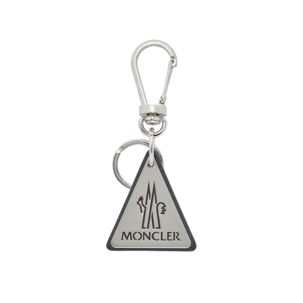 Moncler Logo Leather Key Ring - Grey