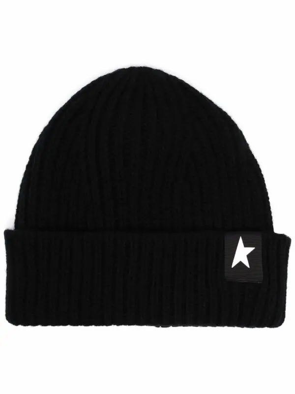 Golden Goose Star Appliqué Beanie - Black