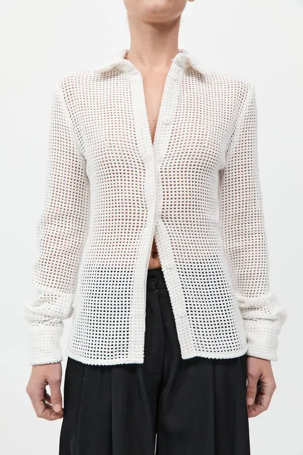 ST. AGNI Fitted Cotton Grid Shirt