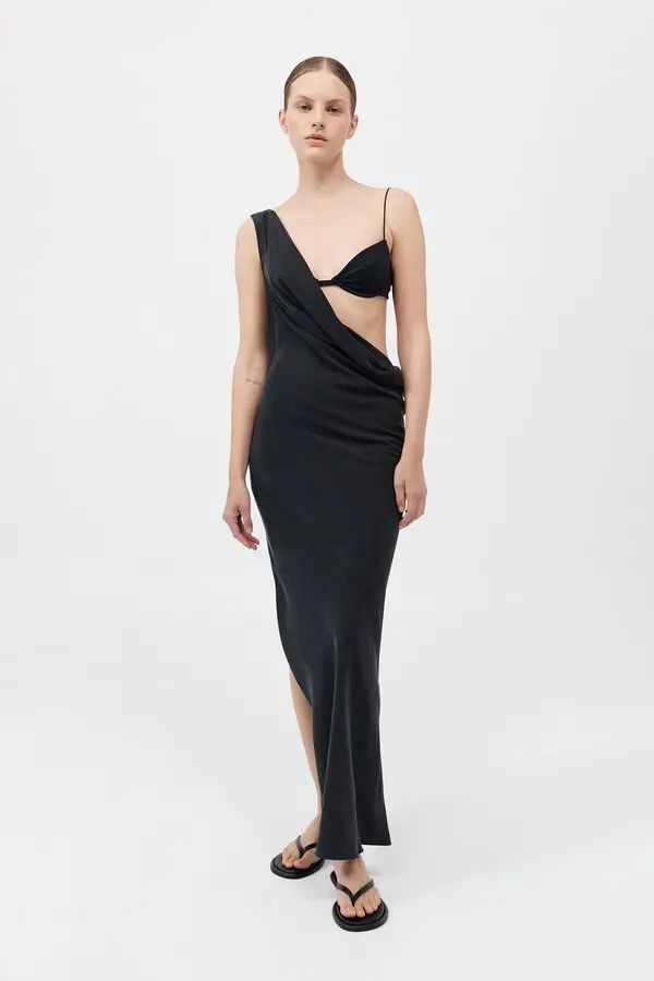 layered drape dress ASOS Design - Layered Fringe Detail Cowl Plunge Mini Dress - Women - Polyester - 4 US