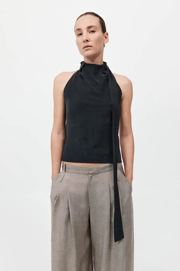 ST. AGNI Bias Scarf Top - Black