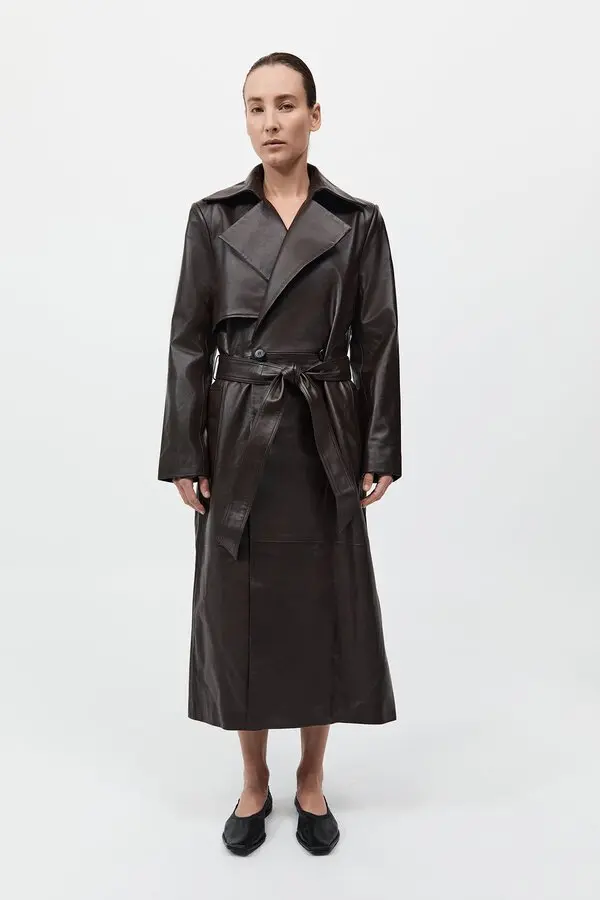ST. AGNI Leather Trench Coat